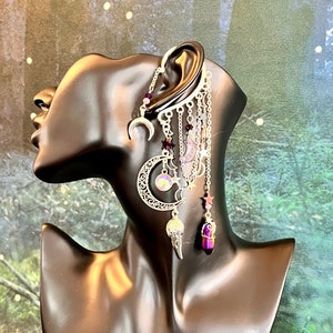 Luna Raven Ear Cuff With Purple Quartz Crystal, Bird Skull Ear Cuff ...