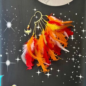 Phoenix Flame Feather Ear Cuff Wrap, Phoenix Cosplay, Halloween, Fire ...