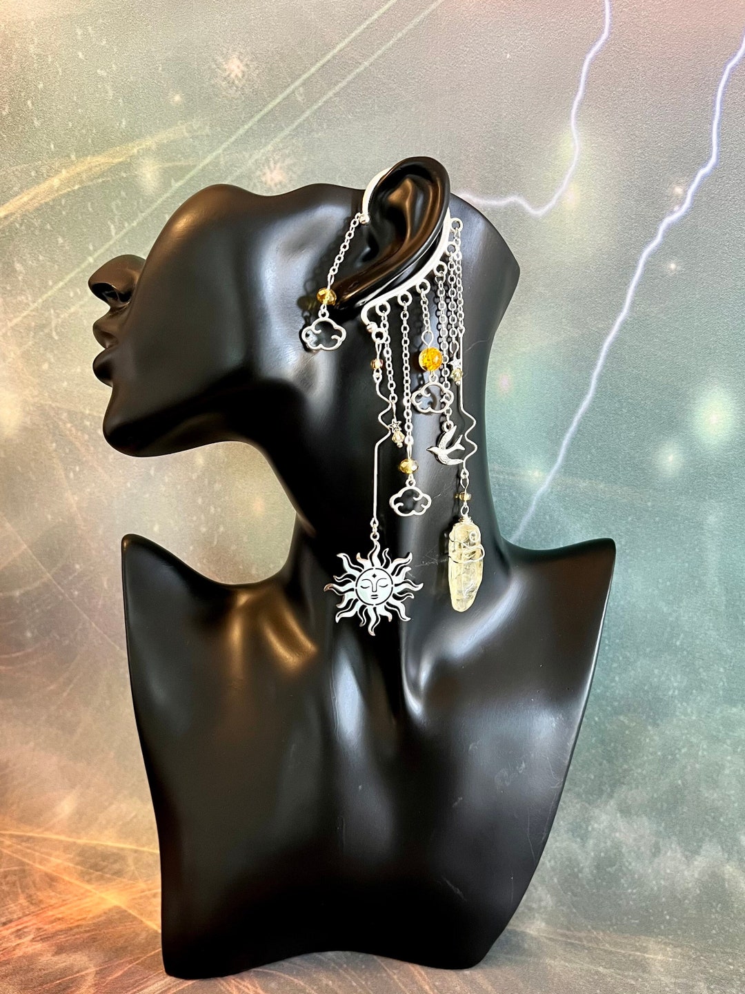 Citrine Sunshine Ear Cuff, Non Pierced Earrings, Celestial Ear Wrap ...