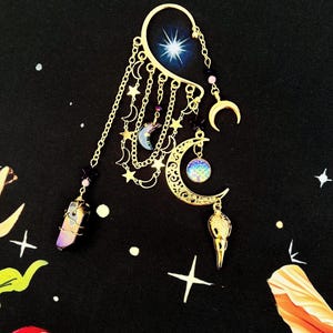 Luna Raven Ear Cuff With Purple Quartz Crystal, Bird Skull Ear Cuff ...