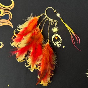 Sun Fire Phoenix Feather Ear Cuff Wrap, Phoenix Ear Cuff, Burning Man ...