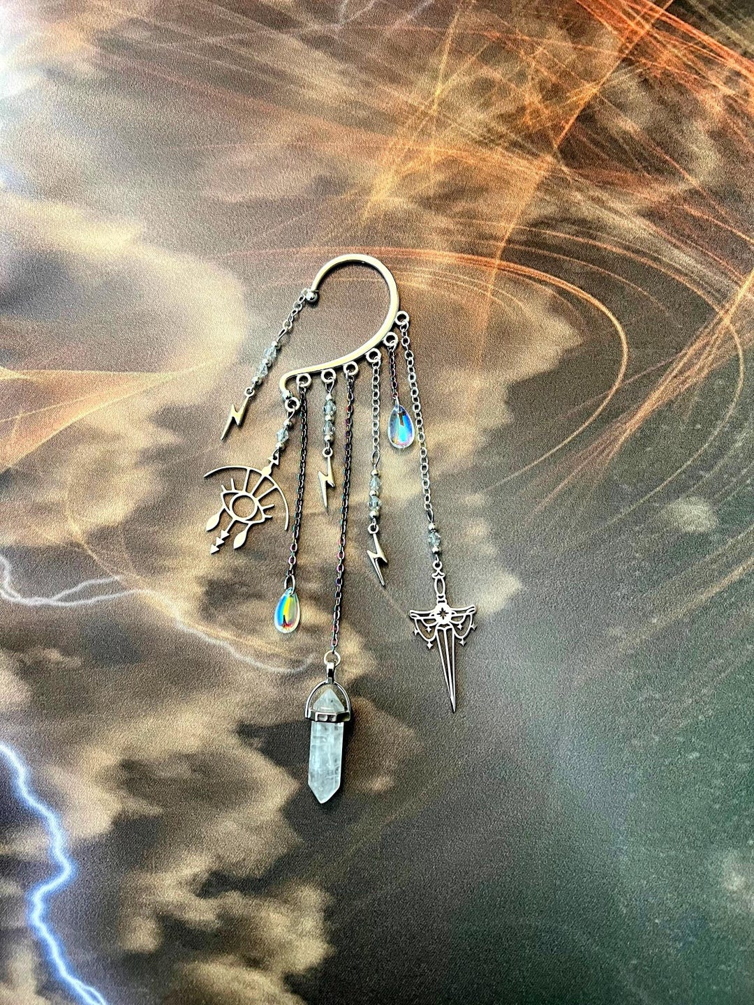 Storm Goddess Ear Cuff, Bullet Quartz Crystal, No Piercing Whimsigoth ...