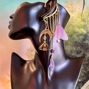 Moon Moth Ear Cuff With Purple Crystals, No Piercing Earrings, Fantasy ...