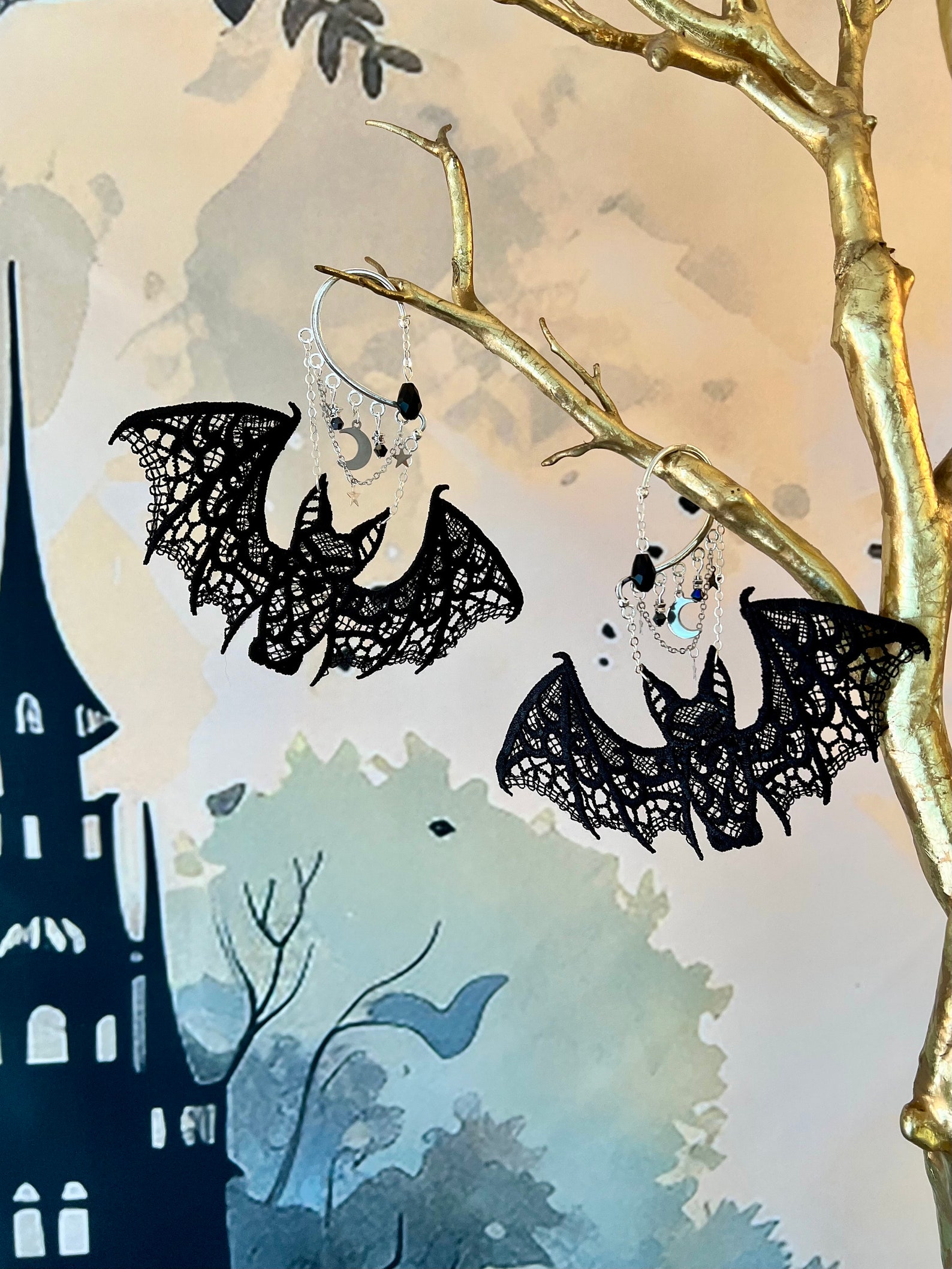 Black Lace Bat Wing Ear Cuff: Gothic Vampire Jewelry - Etsy