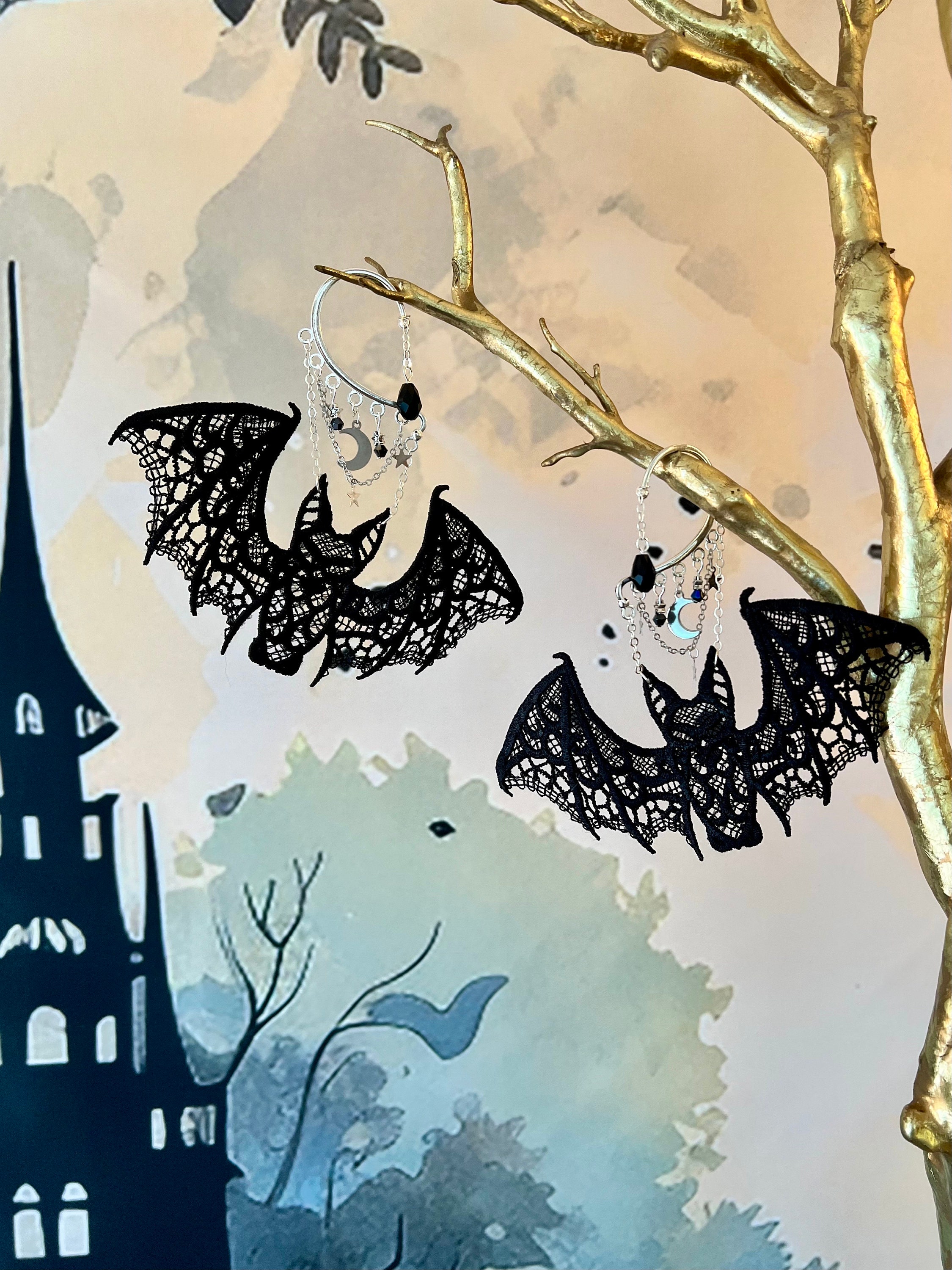 Black Lace Bat Wing Ear Cuff: Gothic Vampire Jewelry - Etsy