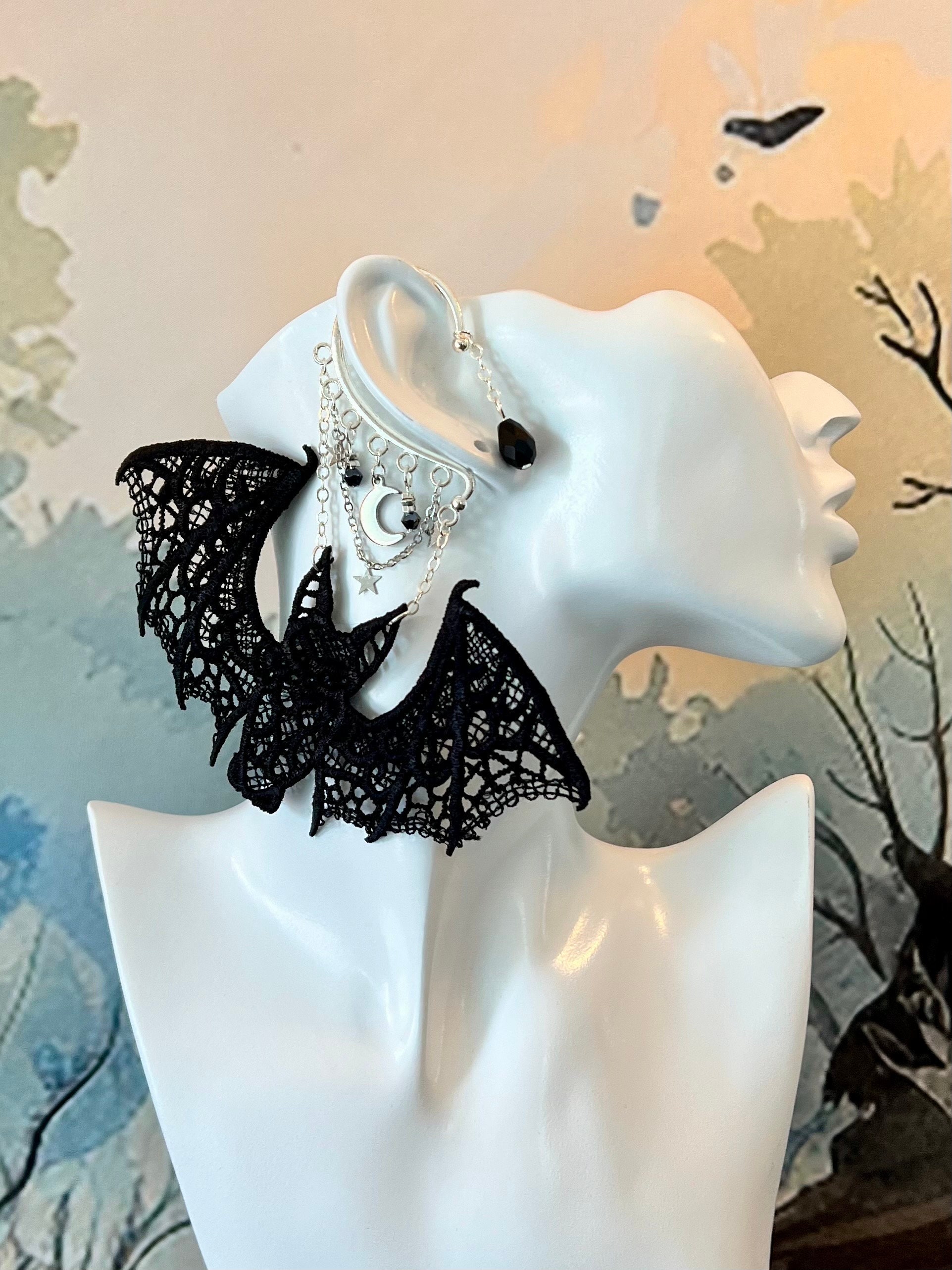 Black Lace Bat Wing Ear Cuff: Gothic Vampire Jewelry - Etsy