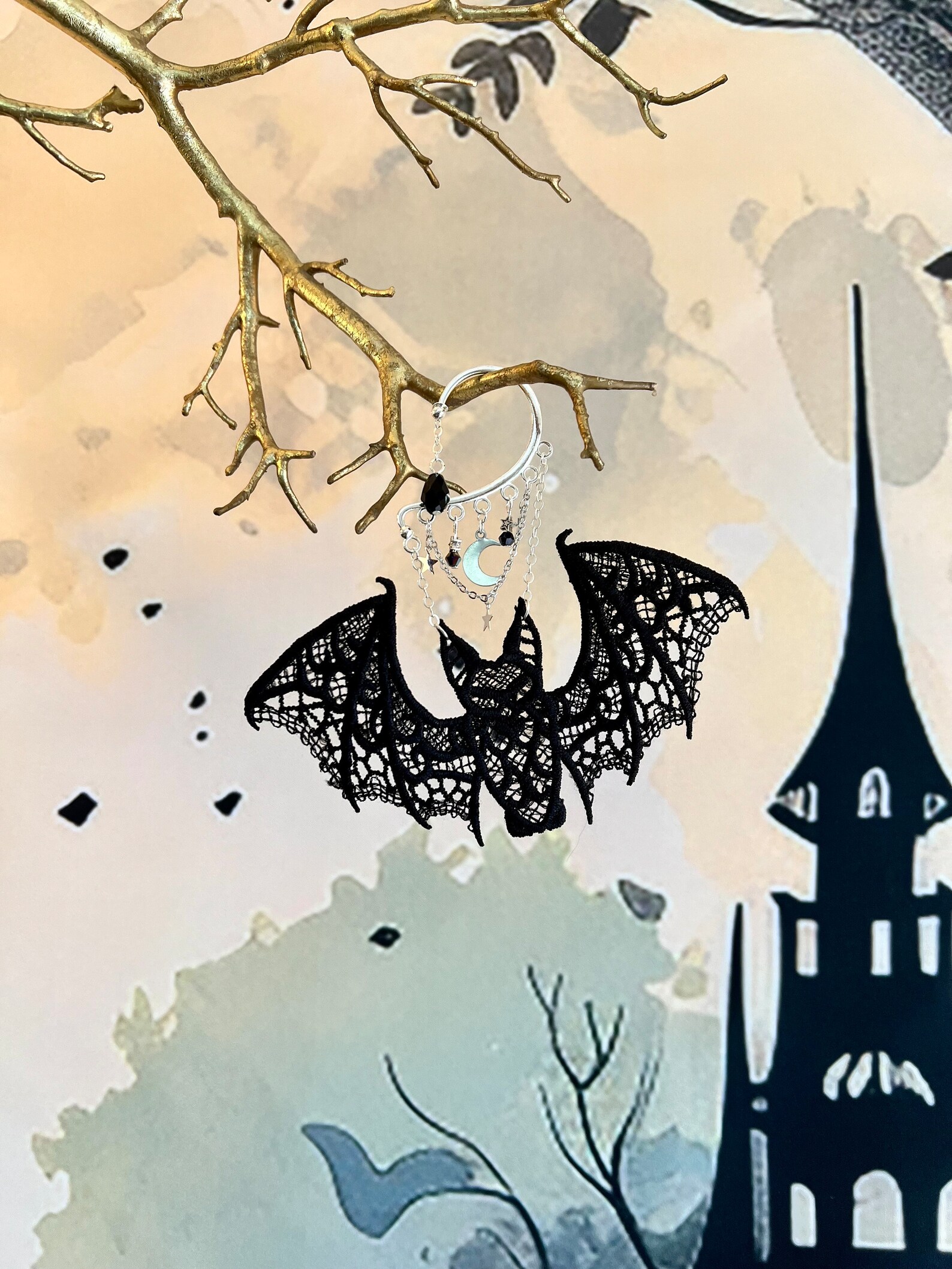 Black Lace Bat Wing Ear Cuff: Gothic Vampire Jewelry - Etsy