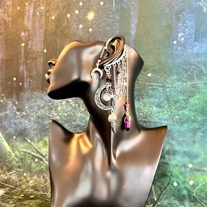 Luna Raven Ear Cuff With Purple Quartz Crystal, Bird Skull Ear Cuff ...