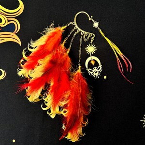 Sun Fire Phoenix Feather Ear Cuff Wrap, Phoenix Ear Cuff, Burning Man ...