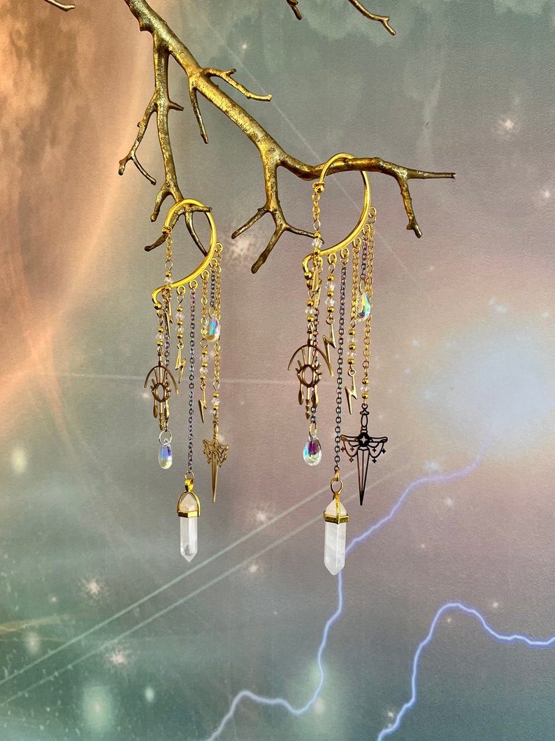 Storm Goddess Ear Cuff, Bullet Quartz Crystal, No Piercing Whimsigoth ...