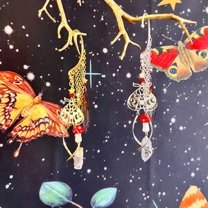 Magic Mushroom & Moth Ear Cuff With Quartz Crystal, No Piercing Earring ...