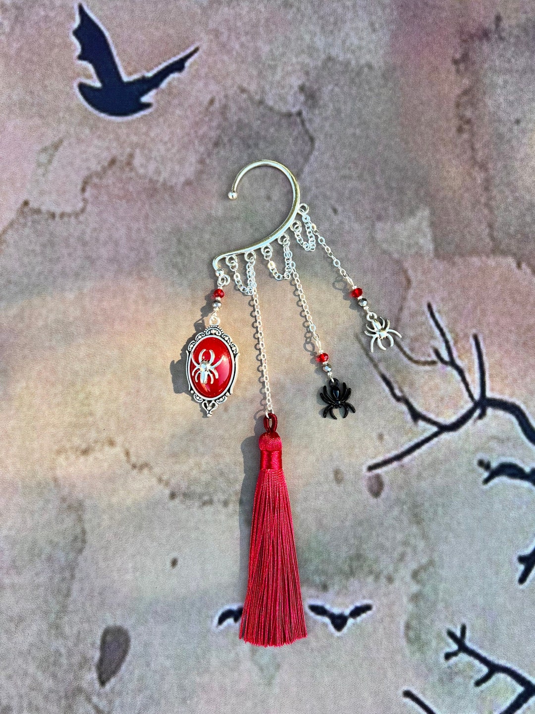 Limited Edition - Red Spell Spinner Ear Cuff, Spider Ear Wrap ...