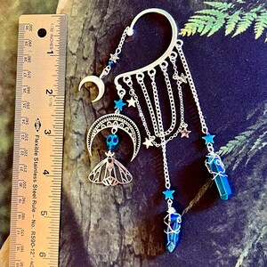 Luna Moth Ear Cuff With Blue Quartz, No Piercing Earrings, Fantasy Ear ...