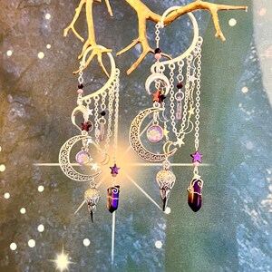 Luna Raven Ear Cuff With Purple Quartz Crystal, Bird Skull Ear Cuff ...