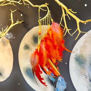 Phoenix Flame Feather Ear Cuff Wrap Phoenix Rising Ear Cuff - Etsy