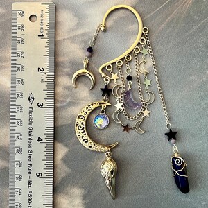 Luna Raven Ear Cuff With Purple Quartz Crystal, Bird Skull Ear Cuff ...