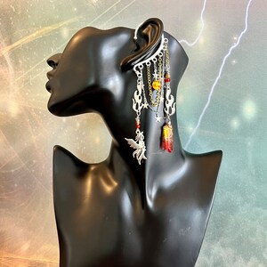 Phoenix Rising Ear Cuff: Fire Quartz Crystal Dangle, No Piercing Flame ...