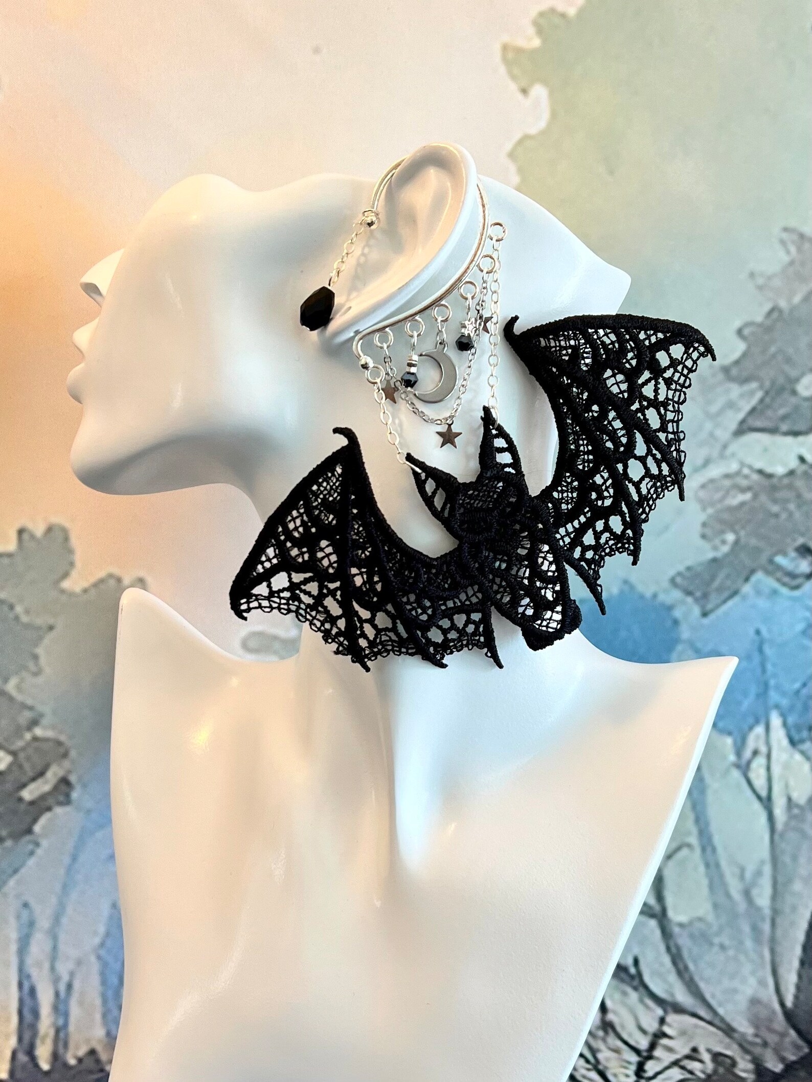 Black Lace Bat Wing Ear Cuff: Gothic Vampire Jewelry - Etsy