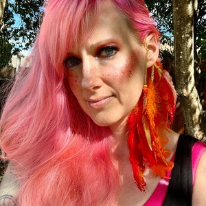 Phoenix Flame Feather Ear Cuff Wrap Phoenix Rising Ear Cuff - Etsy