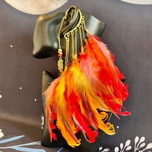 Phoenix Flame Feather Ear Cuff Wrap Phoenix Rising Ear Cuff - Etsy