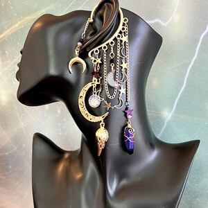 Luna Raven Ear Cuff With Purple Quartz Crystal, Bird Skull Ear Cuff ...