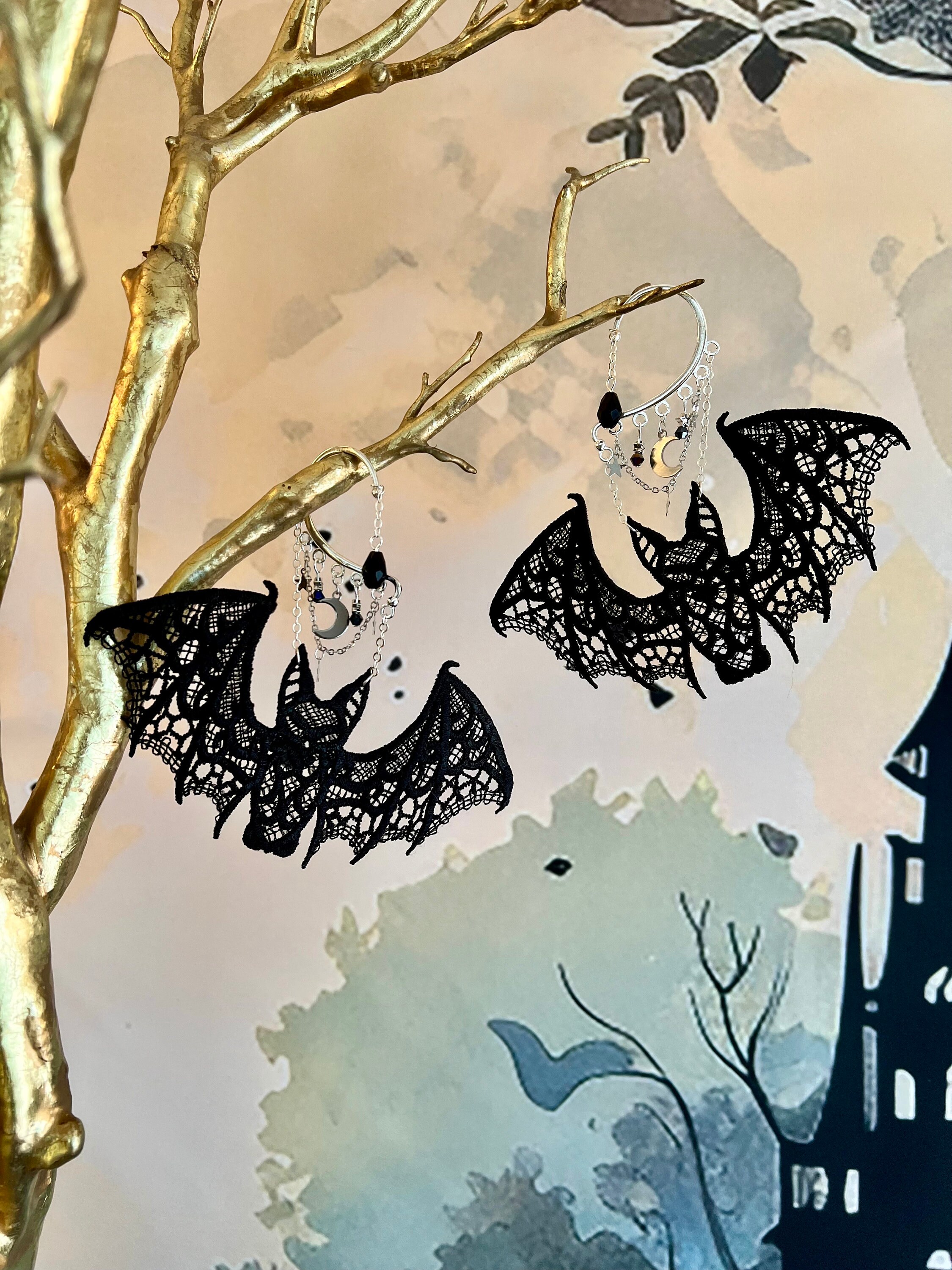 Black Lace Bat Wing Ear Cuff: Gothic Vampire Jewelry - Etsy