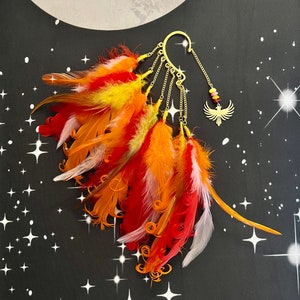 Phoenix Flame Feather Ear Cuff Wrap, Phoenix Cosplay, Halloween, Fire ...