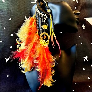 Sun Fire Phoenix Feather Ear Cuff Wrap, Phoenix Ear Cuff, Burning Man ...