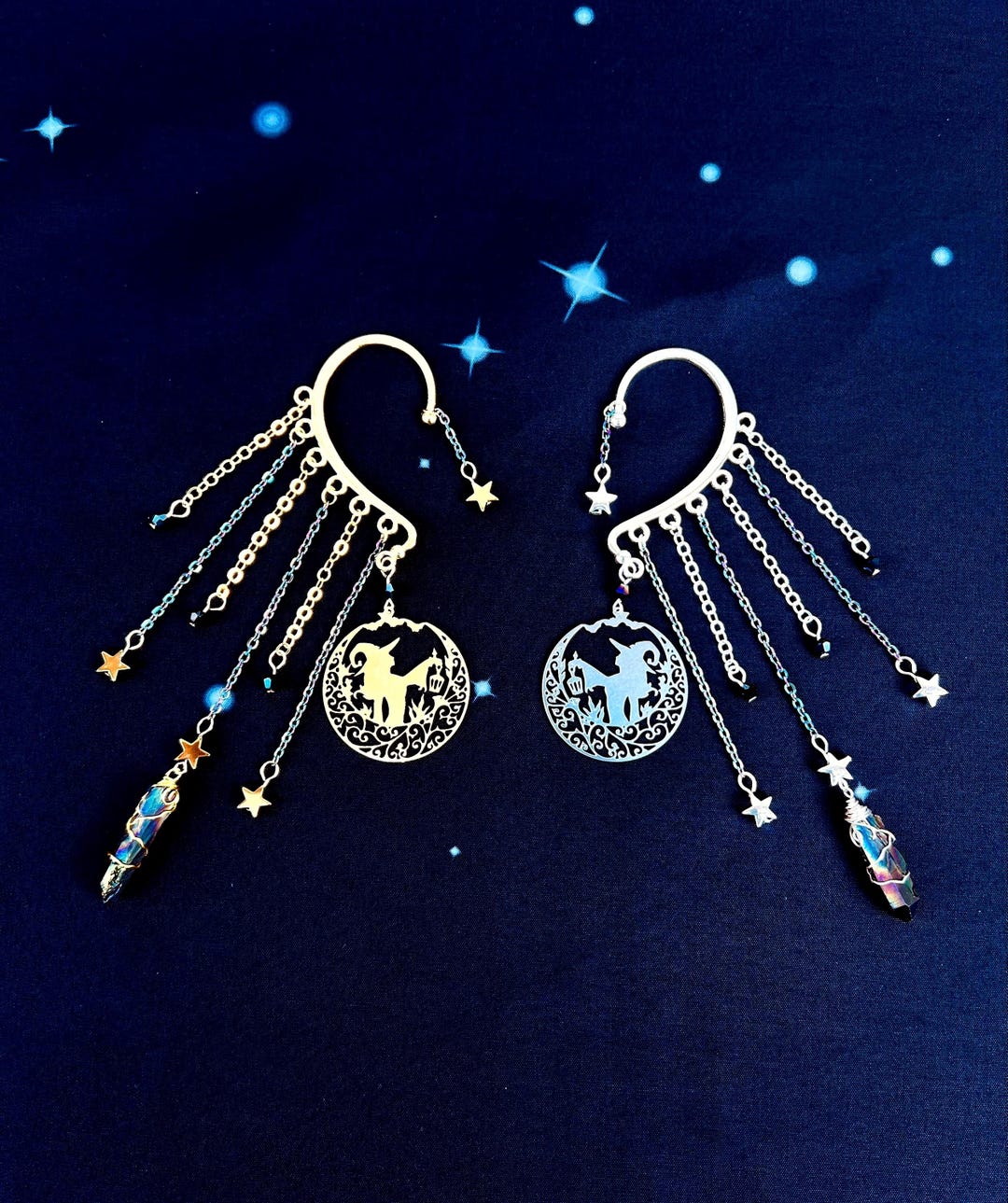 Crystal Witch Ear Cuff With Black Quartz Crystal, No Piercing Earring ...