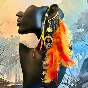 Sun Fire Phoenix Feather Ear Cuff Wrap, Phoenix Ear Cuff, Burning Man ...