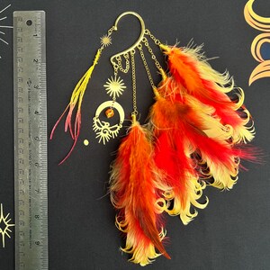 Sun Fire Phoenix Feather Ear Cuff Wrap, Phoenix Ear Cuff, Burning Man ...