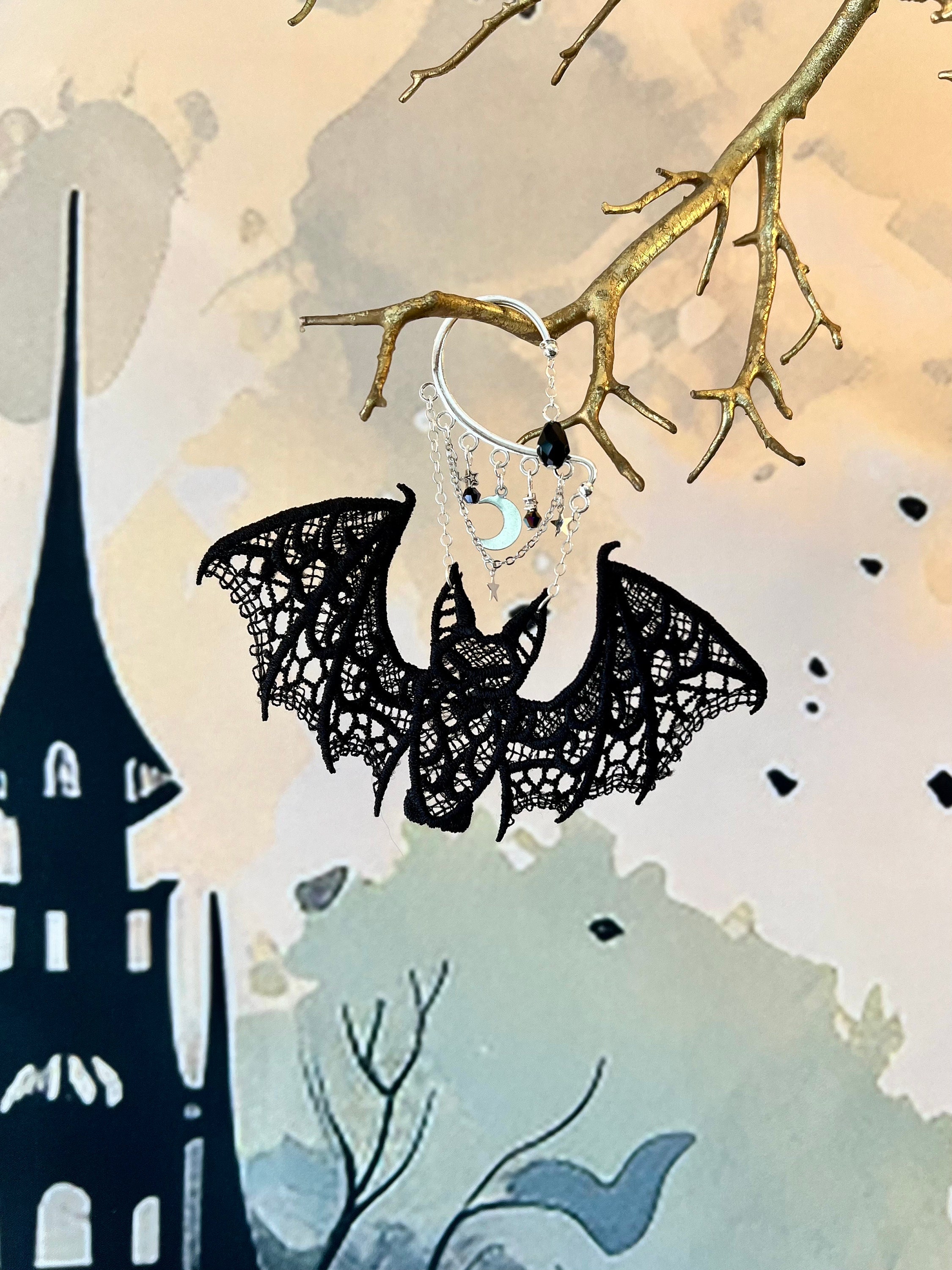 Black Lace Bat Wing Ear Cuff: Gothic Vampire Jewelry - Etsy