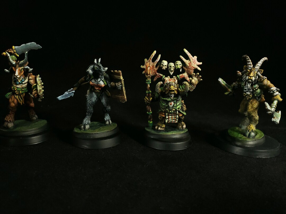 Beastman/goatfolk Miniatures set of 4 Handpainted, Plastic D&D, Rpgs ...