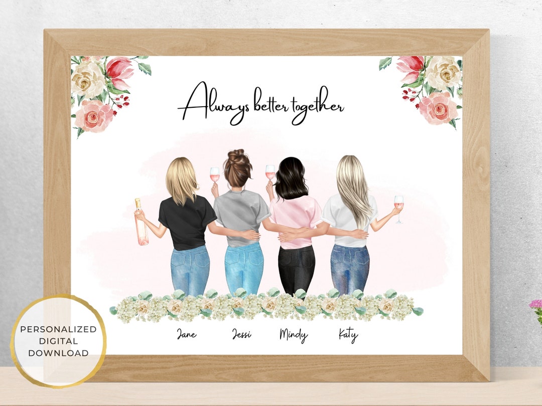 4 Best Friends Gift Personalized, Galentine, Birthday Gifts for Friends ...