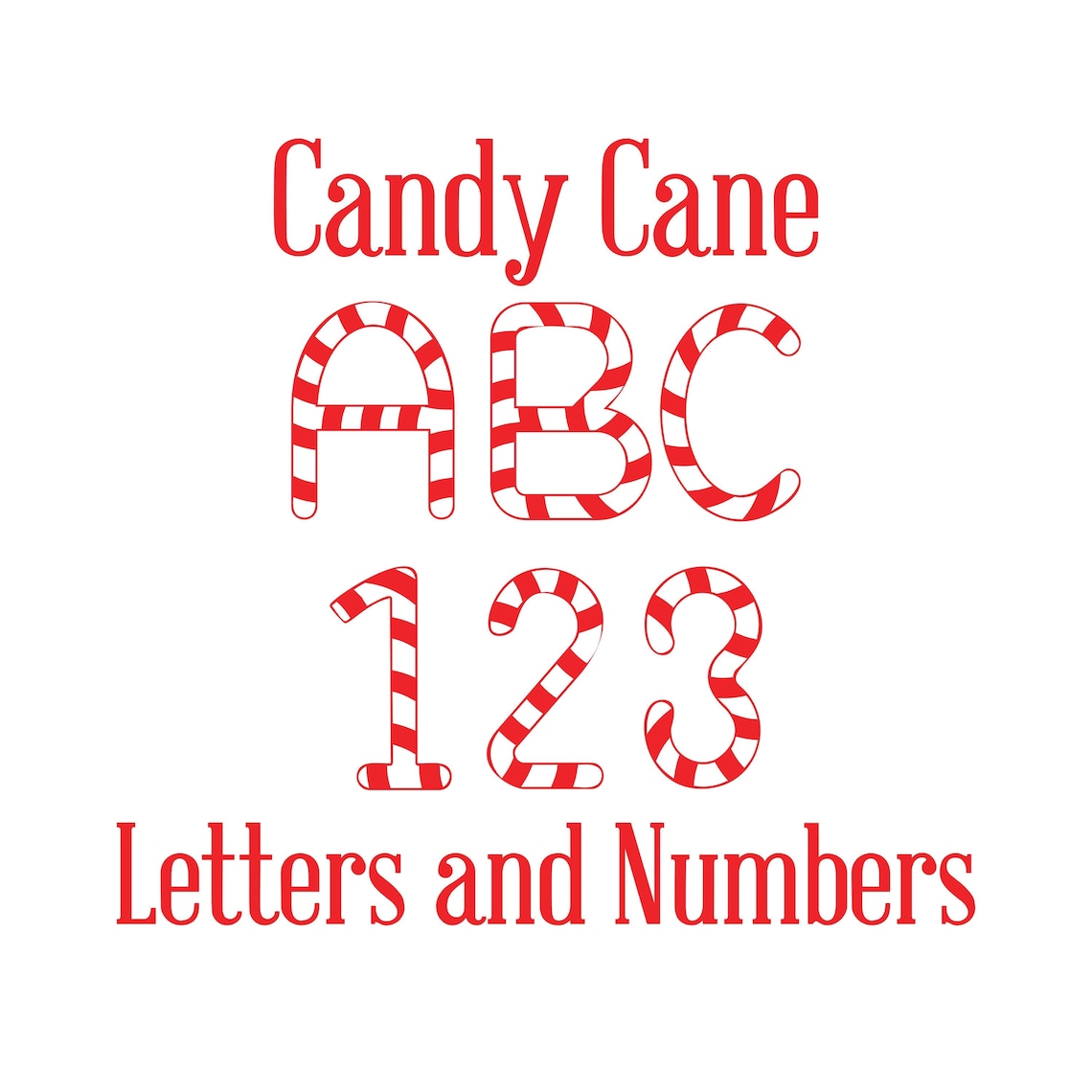 Candy Cane Font SVG Christmas Font SVG Candy Cane Alphabet - Etsy