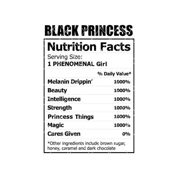 Nutritional Facts Label Black Princess Daughter of a Queen No - Etsy