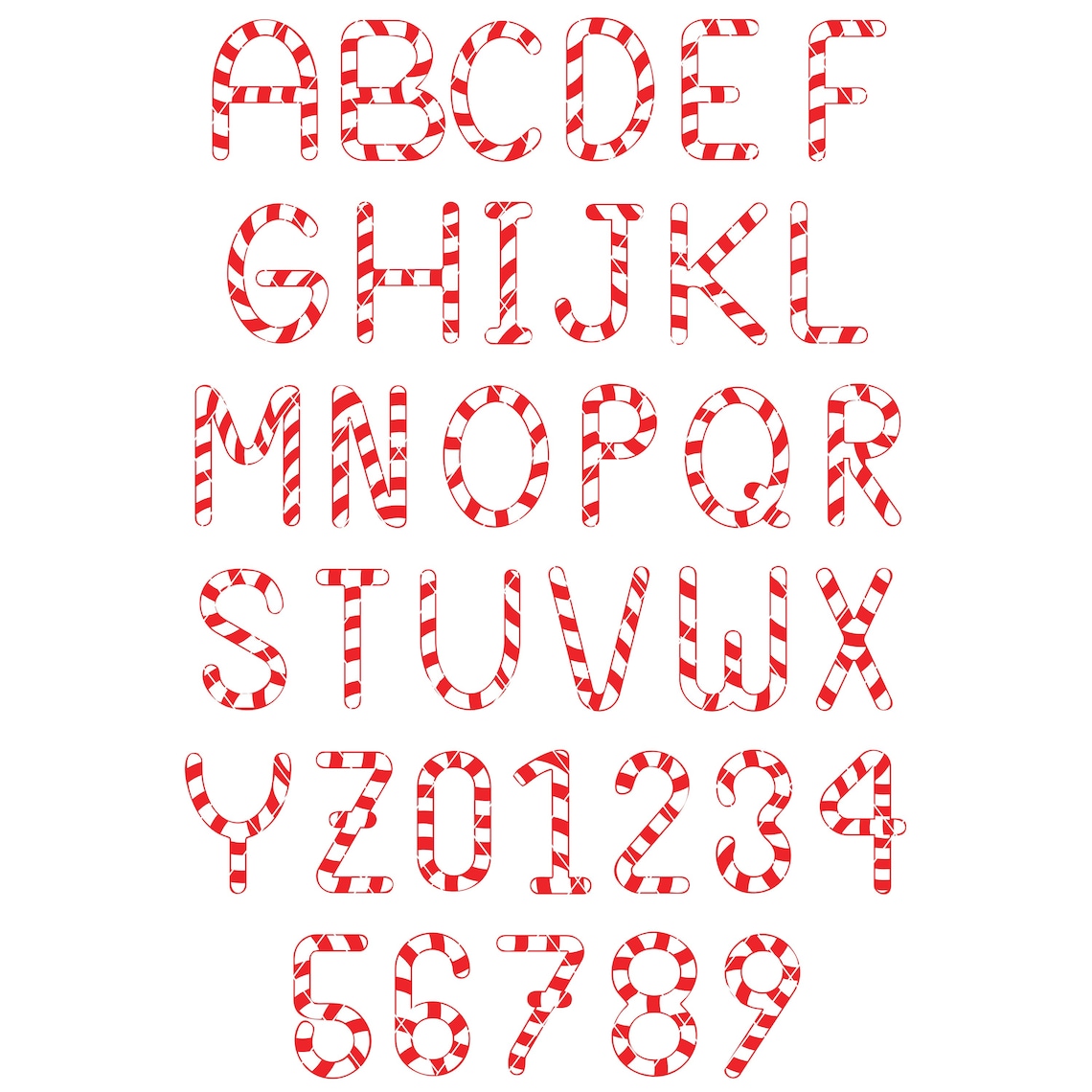 Candy Cane Font SVG Christmas Font SVG Candy Cane Alphabet - Etsy