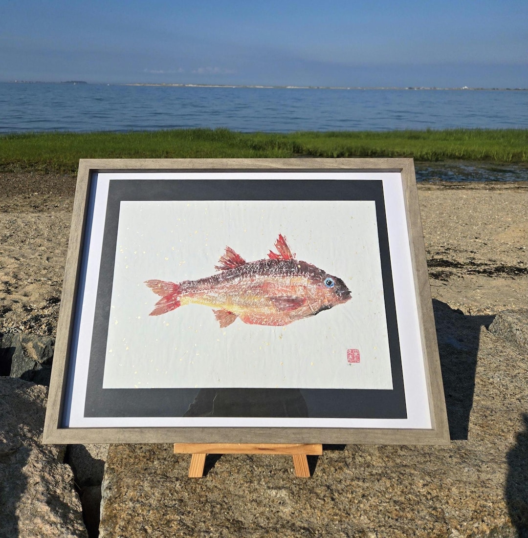 Red Mullet Original Gyotaku Gold Flake Japanese Paper - Etsy