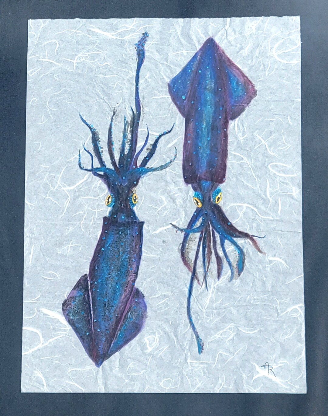 Squid Duo Gyotaku Fish Impression print - Etsy