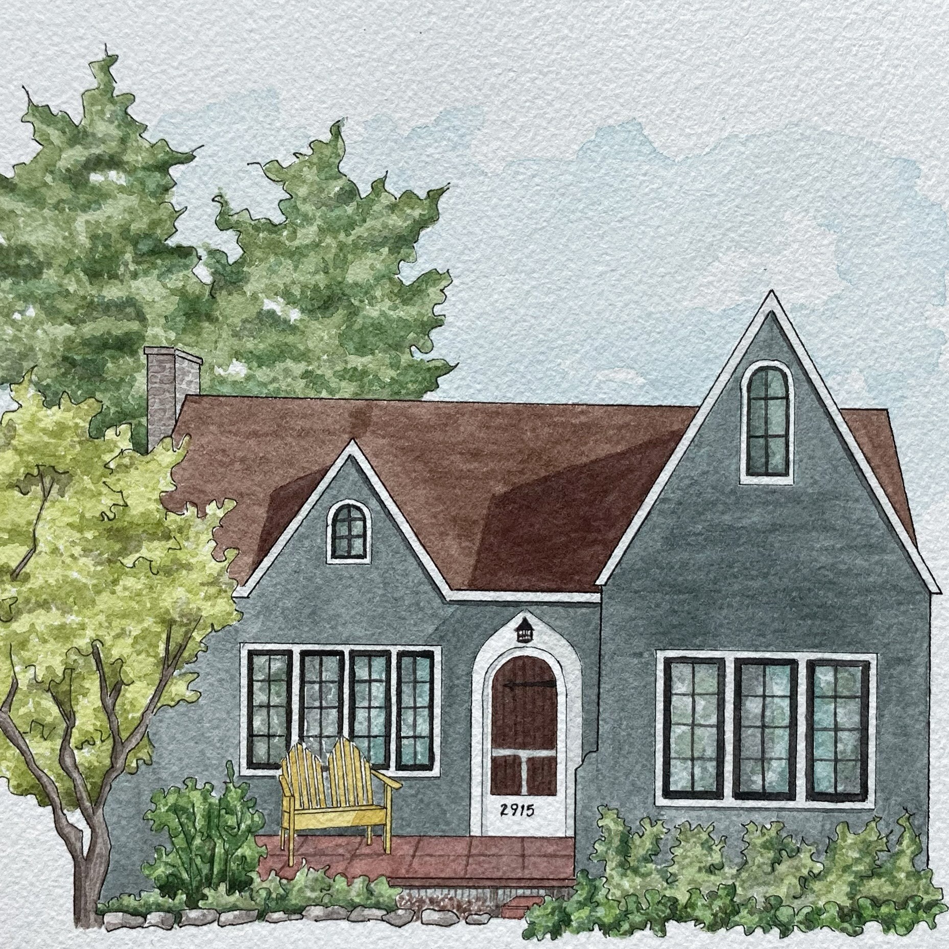 Custom, Hand-painted House Portrait | Watercolor Painting ...