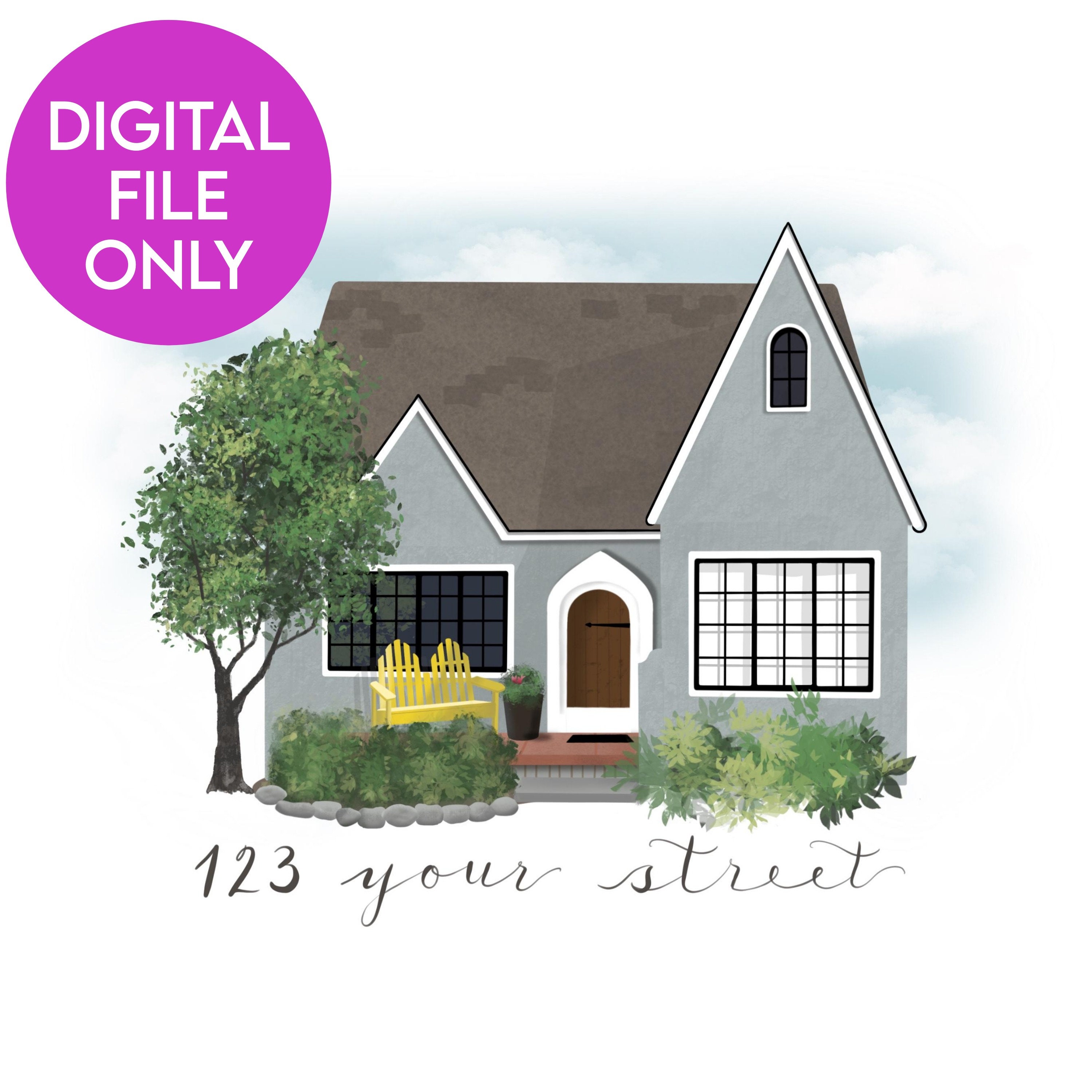 Hand-drawn Digital House Portrait | Original Personalized Art | Custom ...