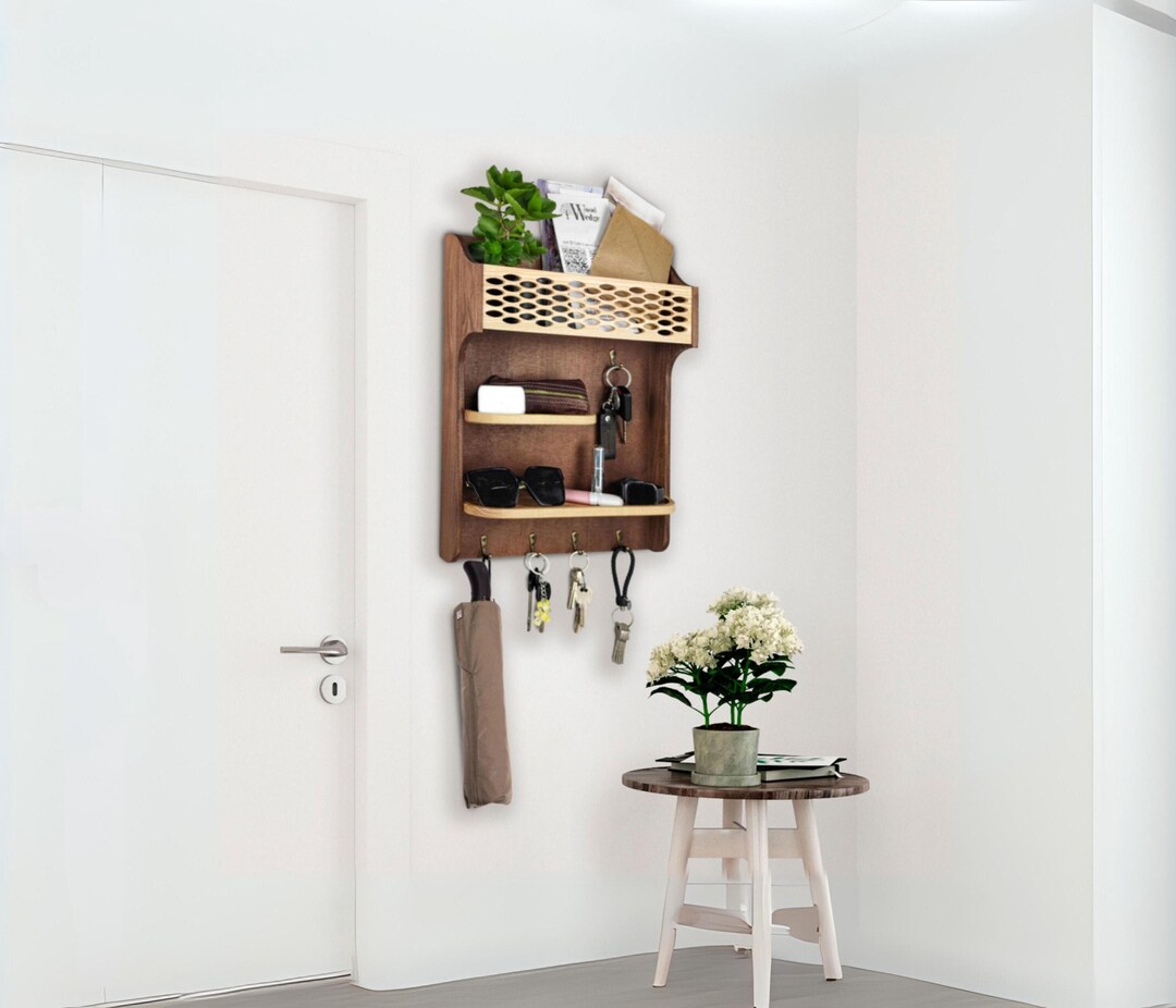 Key Holder for Wall, Modern Key Rack With Shelf, Mail and Key Holder ...