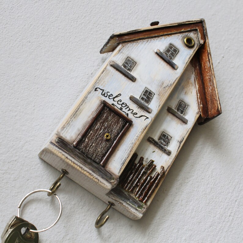Wooden House, Key Rack, Houses for Keys Key, Key Holder for Wall - Etsy