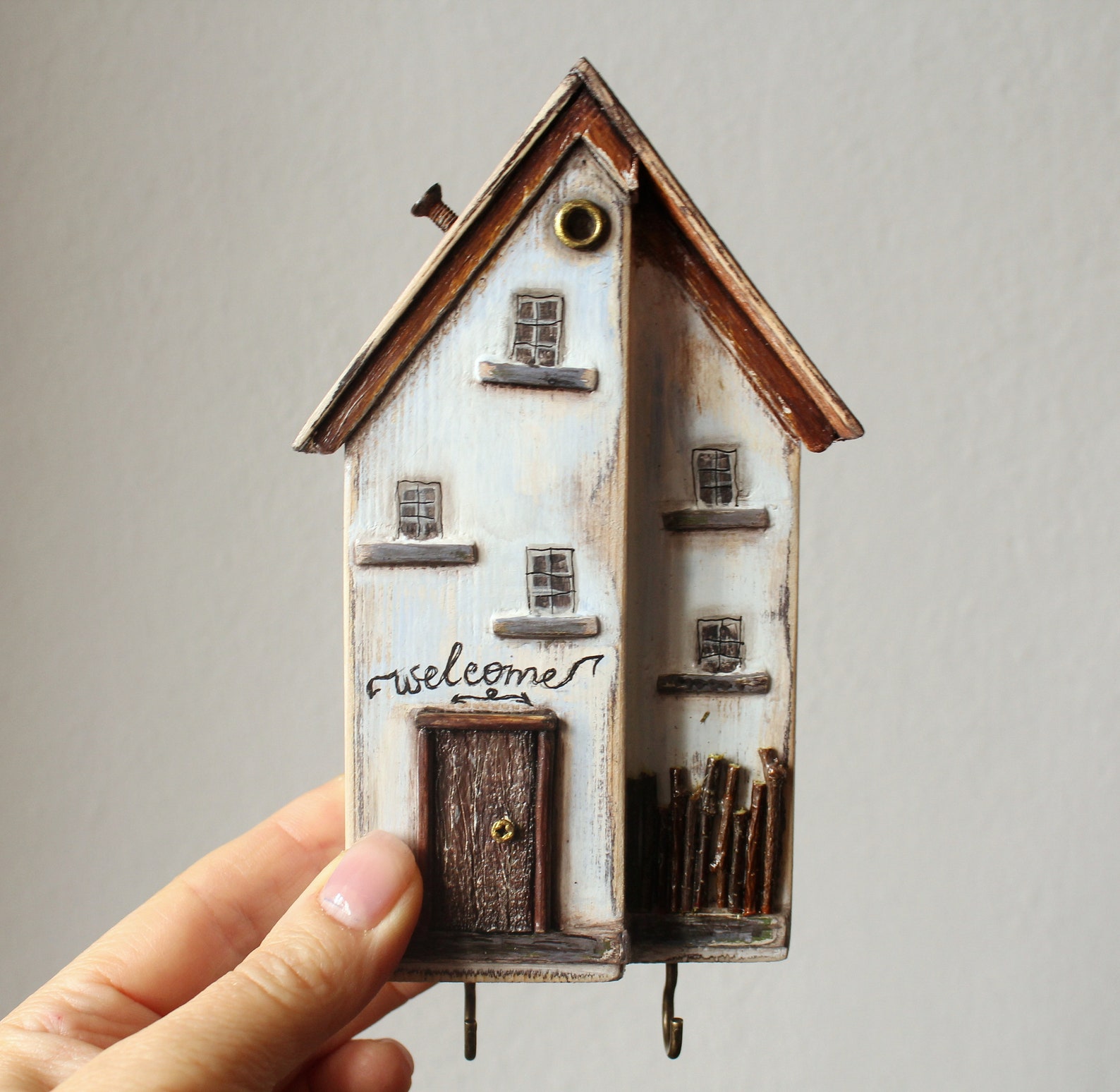 Wooden House, Key Rack, Houses for Keys Key, Key Holder for Wall - Etsy