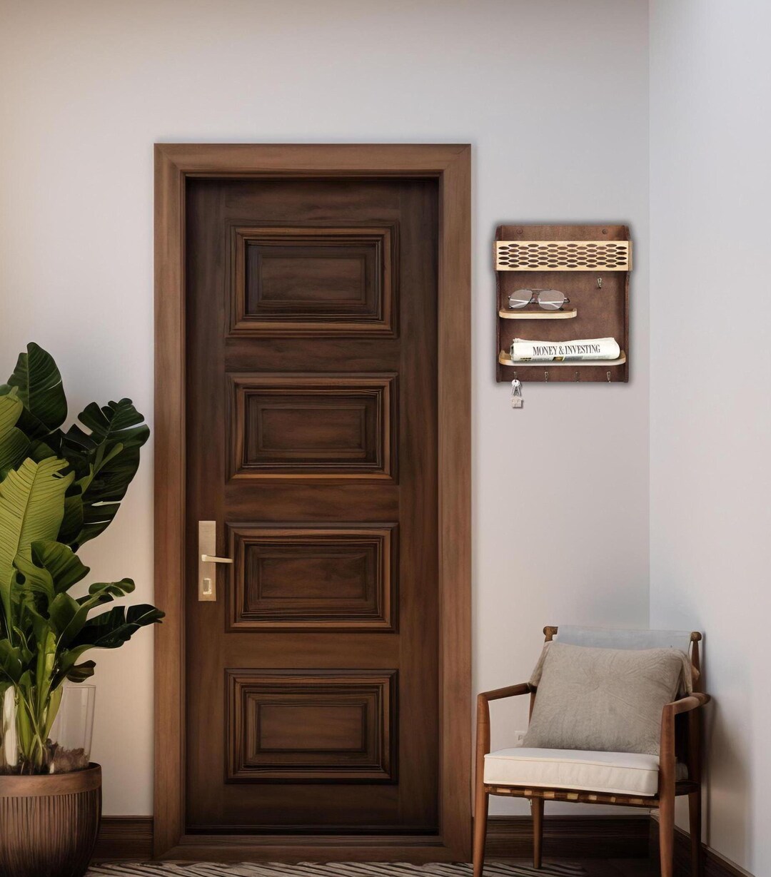 Key Holder for Wall, Modern Key Rack With Shelf, Mail and Key Holder ...