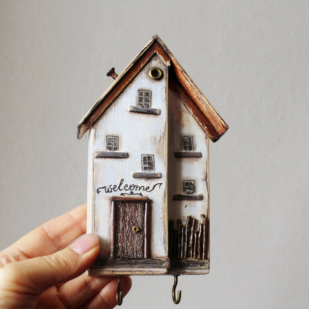 Wooden House, Key Rack, Houses for Keys Key, Key Holder for Wall - Etsy