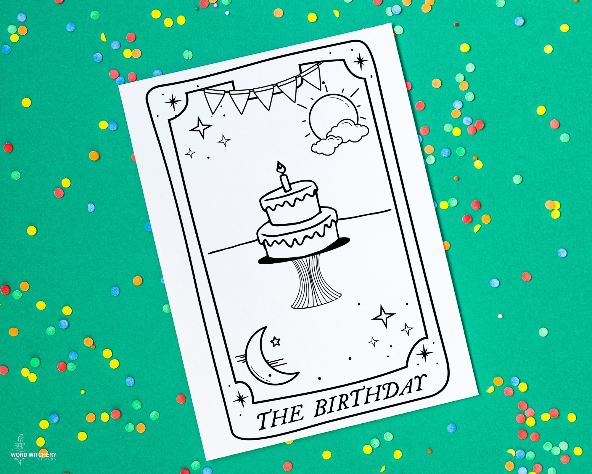 Tarot Birthday Card Printable Adult Coloring Greeting Card - Etsy Ireland