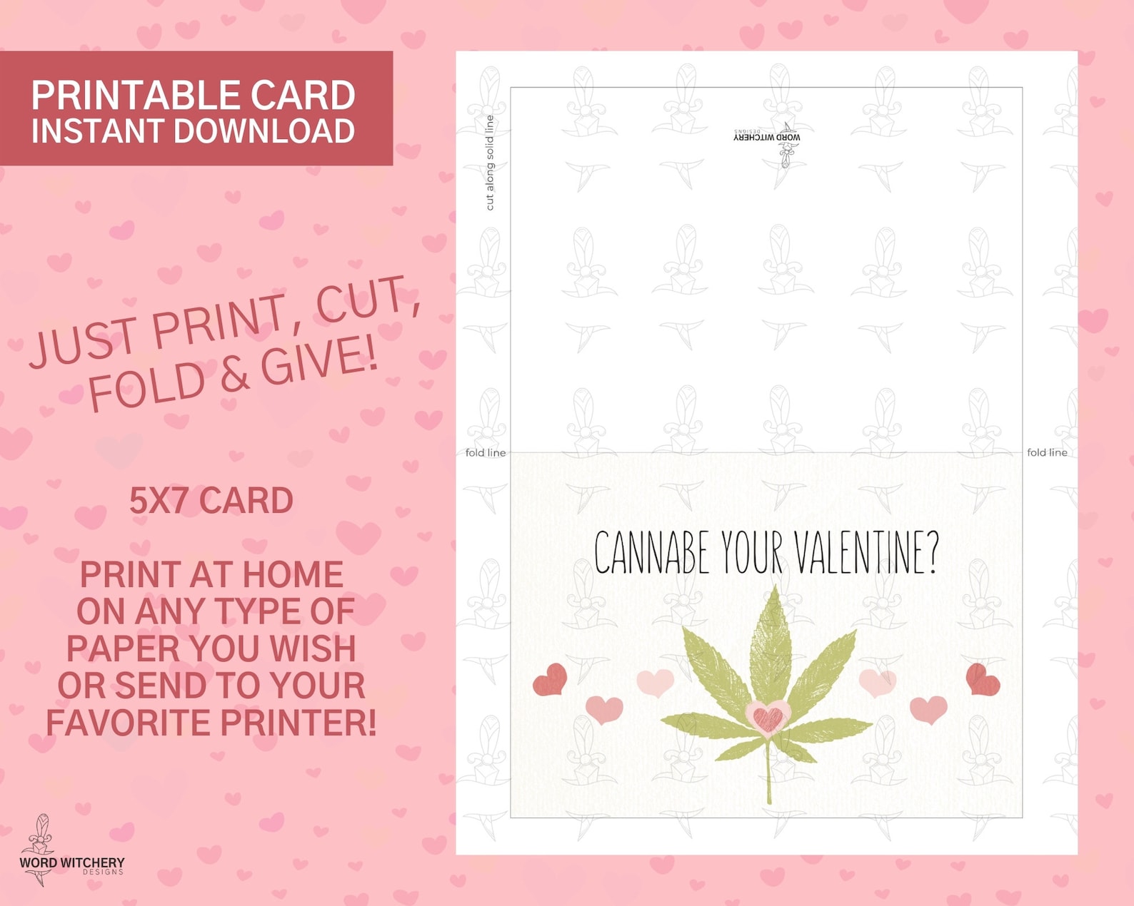 Cannabe Your Valentine Printable Cannabis Valentine's Day Card Instant ...