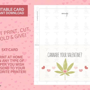 Cannabe Your Valentine Printable Cannabis Valentine's Day Card Instant ...