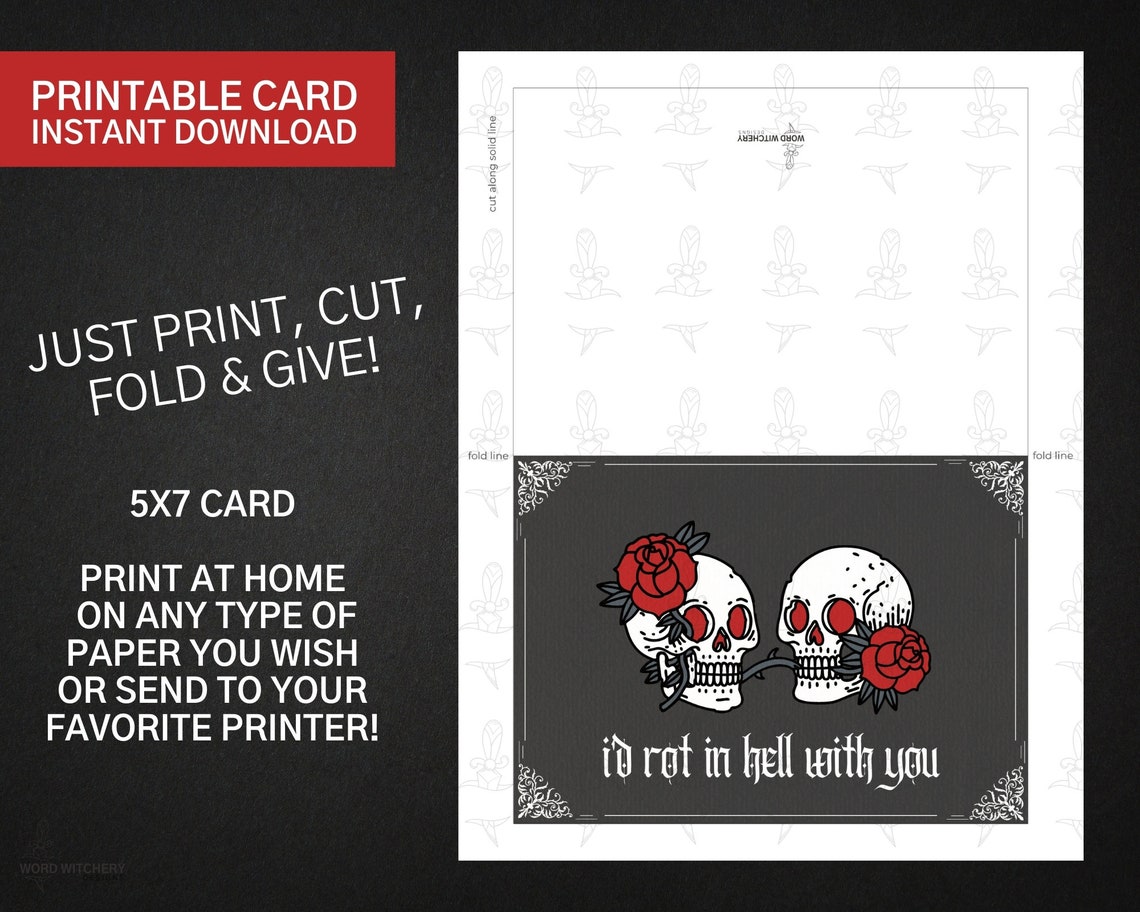 I'd Rot in Hell With You Printable Gothic Valentine's - Etsy